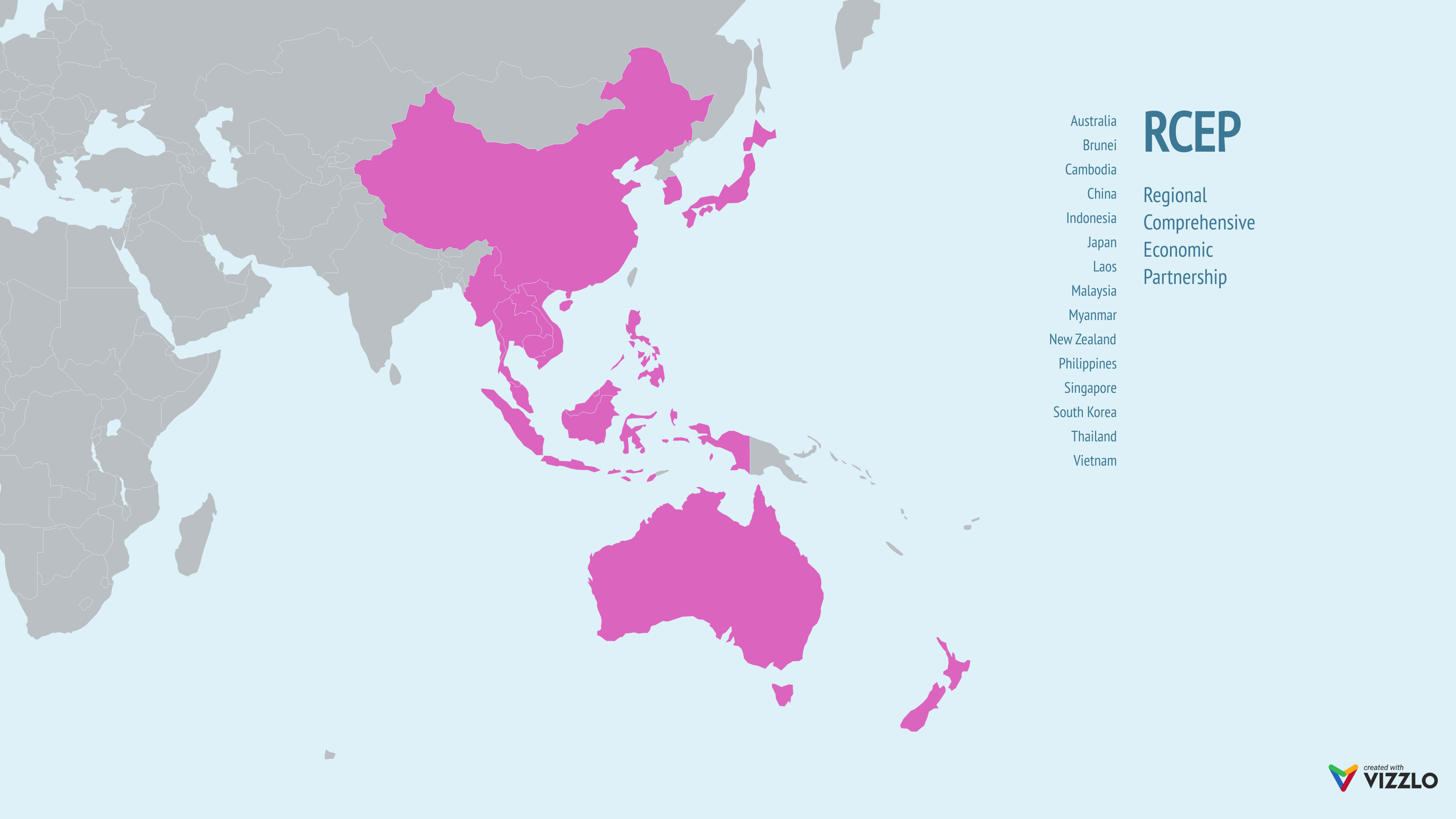 Regional Comprehensive Economic Partnership (RCEP) (World Map example) — Vizzlo