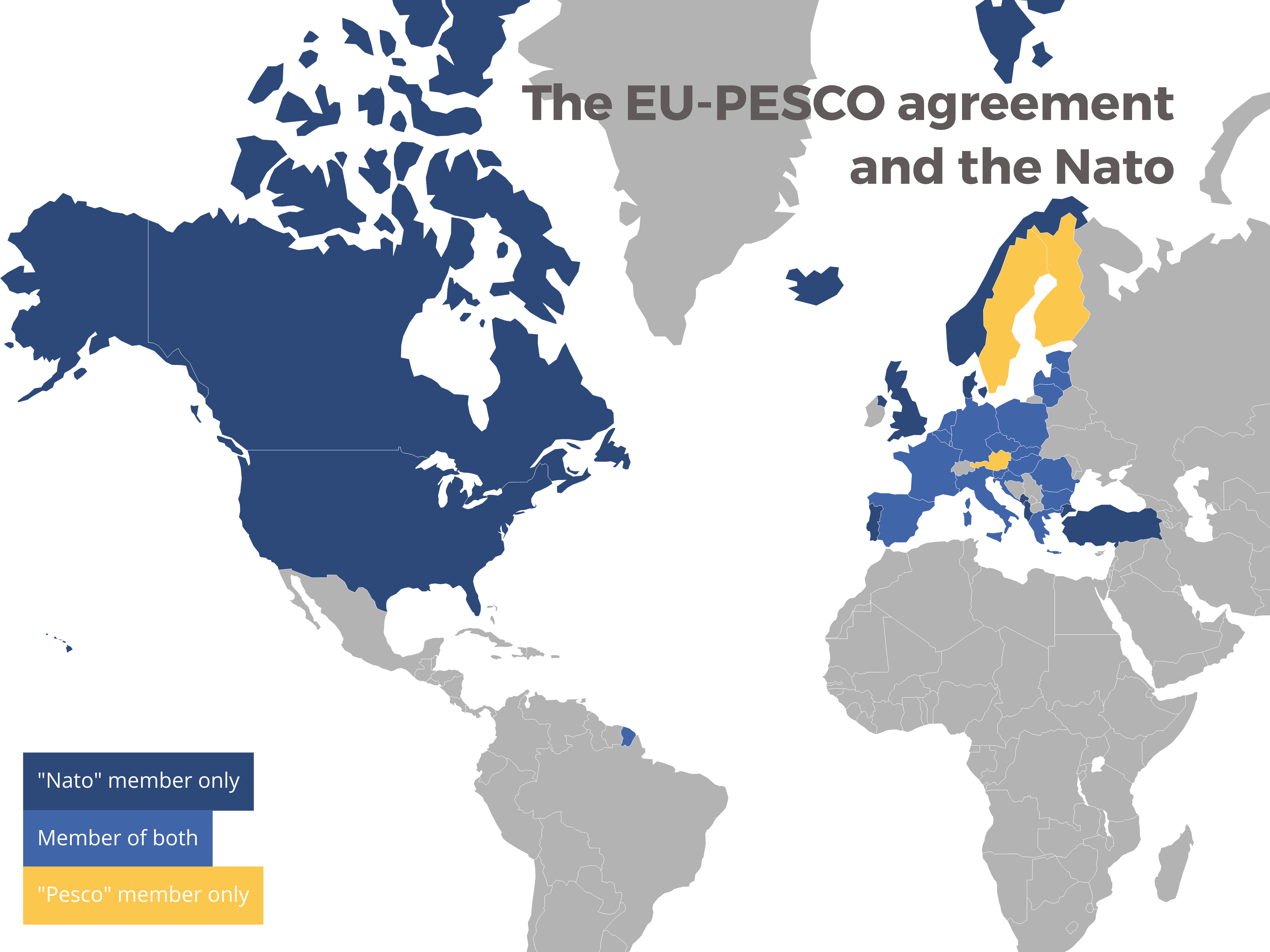 The EU-PESCO agreement and the Nato (World Map example) — Vizzlo